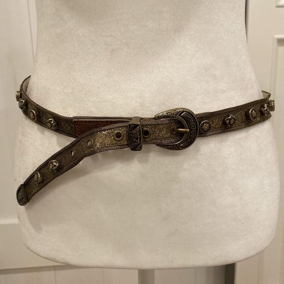 Accessories | Vintage 9s Metallic Leather Western Chainmail Mesh Star ...